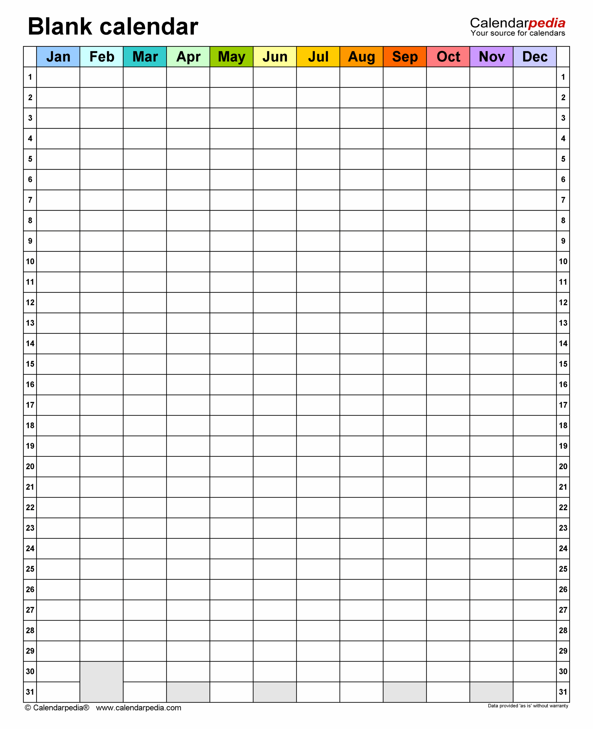 Full Page Free Printable Blank Calendar - Calendar Printable 2025