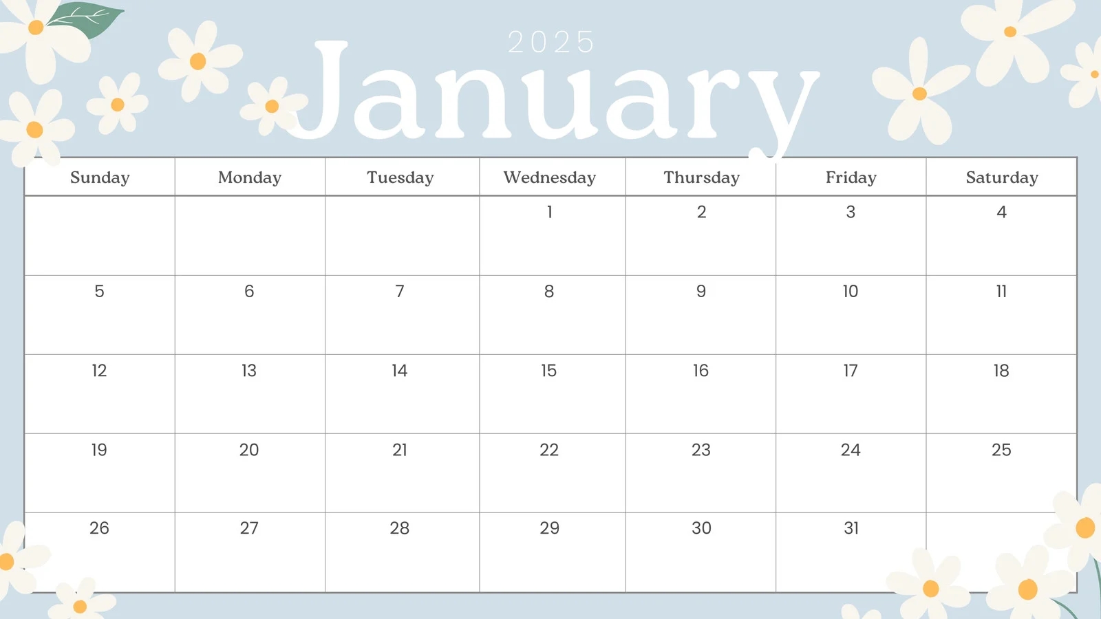 Blank January Calendar Printable - Calendar Printable 2025